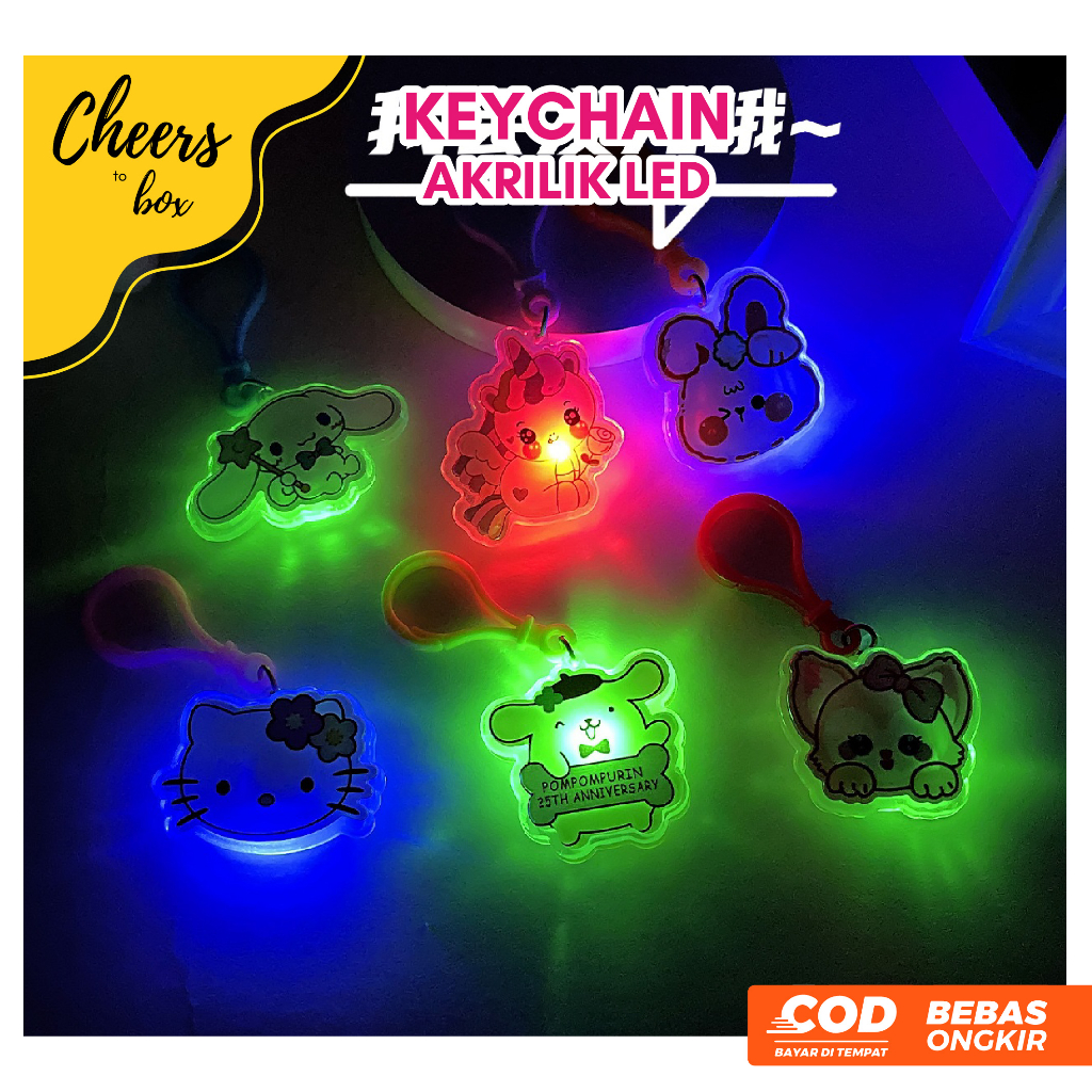 GANTUNGAN [Can On] Acrylic Keychain LED Light/Acrylic LED Keychain Can ...