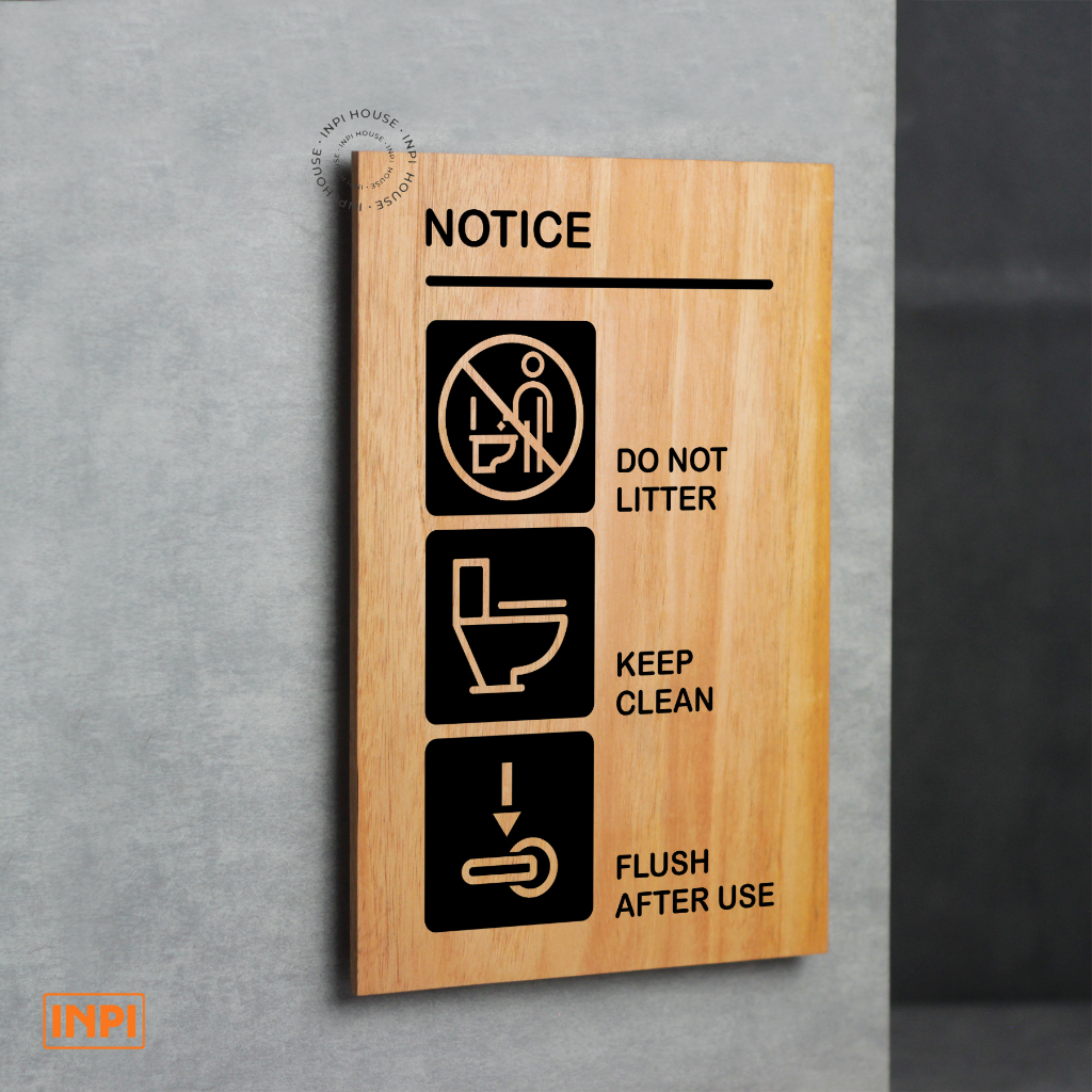 INPI - Mahogany Wooden Sign Sticker Portrait Notice Toilet / Toilet ...