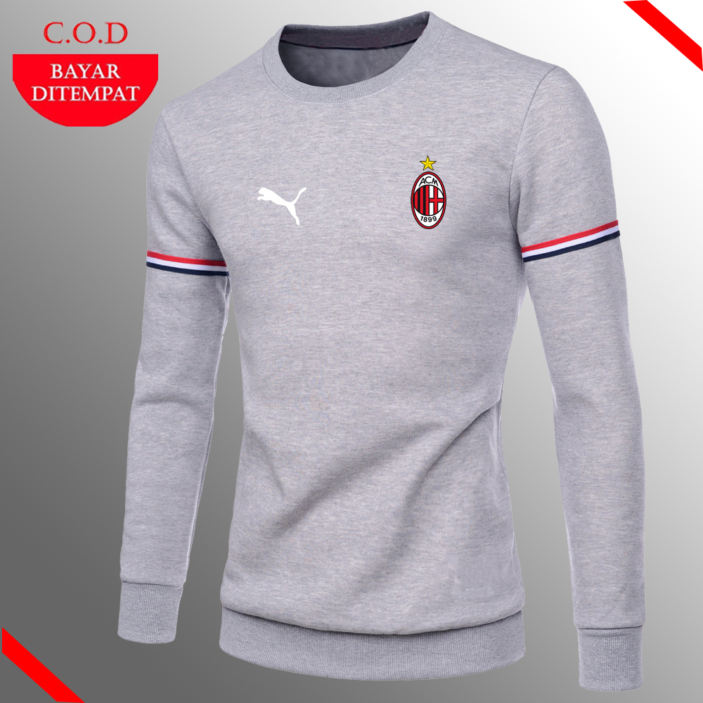 Latest ac milan logo men's sweater / men's basic crewneck / thick ...