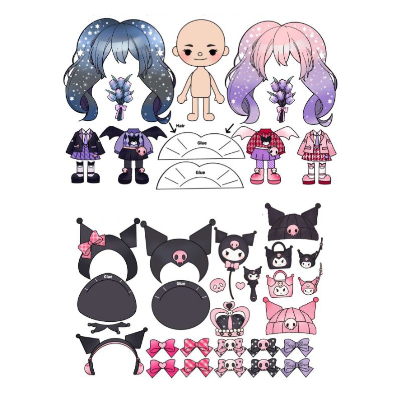 TOCA BOCA PAPER TOY PAPER DOLL BP BP AN DISASSEMBLY KUROMI ENIDS ENID ...