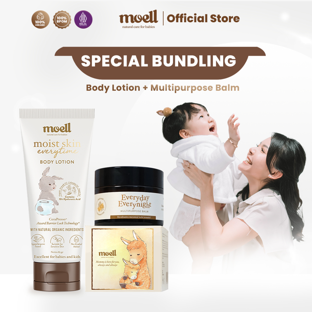 Moell Body Lotion Baby Bundling Package 185gr and Moell Multipurpose ...