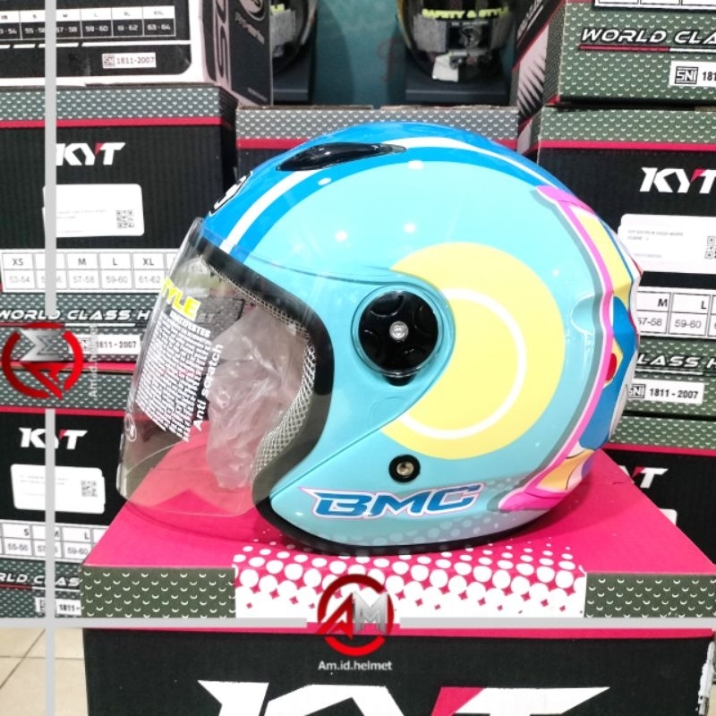 Bmc MILAN DORAEMON FUTURE BLUE PASTEL BMC MILAN HALF FACE Helmet SNI ...