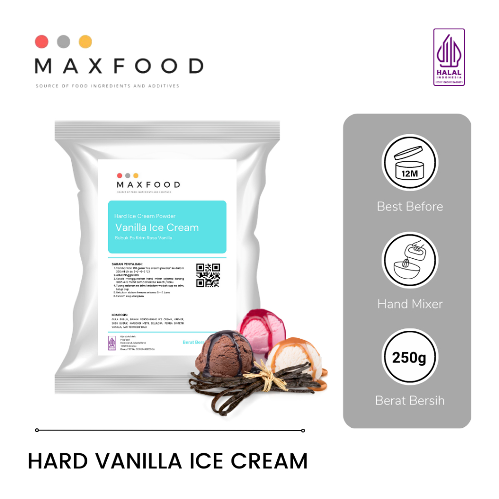 Vanilla Ice Cream Powder / Vanilla Flavored Ice Cream Powder 250 GR ...