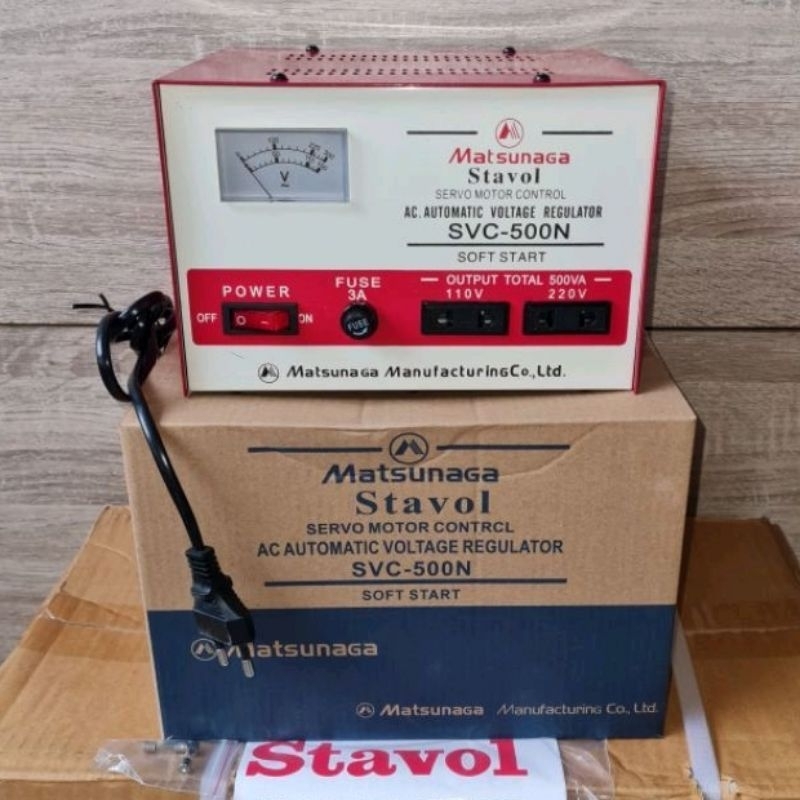 STAVOL STAVOLT STABILIZER MATSUNAGA 500 WATT VOLTAGE REGULATOR SVC-500 ...