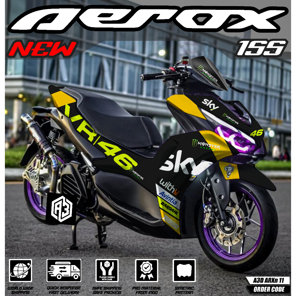 (C0D) Sticker Decal Aerox 155 New Full Body Custom Dekal Sticker Aerox ...