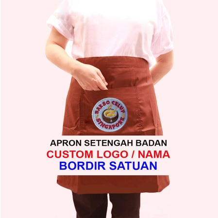 Custom APRONS EMBROIDERED logo and name size HALF BODY | Shopee Malaysia