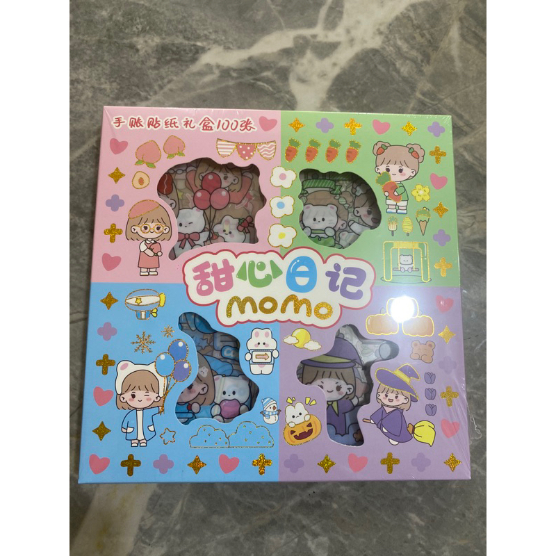 Momo Stickers 4colors 100 Sheets Stickers Korean Cartoon Cute Stickers ...