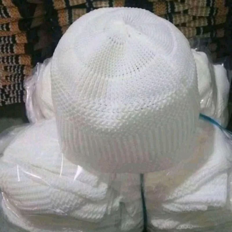 PUTIH Hajj White Cap/White Cap/White Cap/Knitting Cap/By Hajj And Umrah ...
