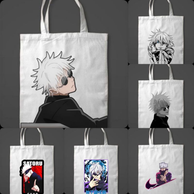 PUTIH Gojo Satoru Anime Jujutsu Kaisen Totebag White 100% Thick And ...