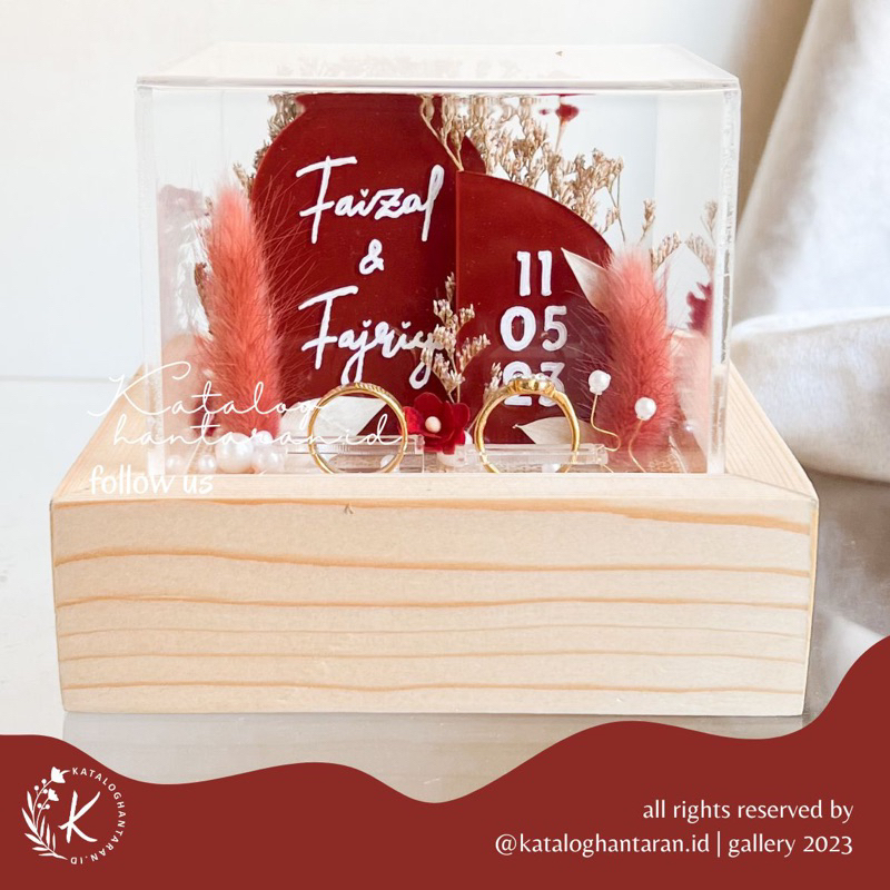 Ring box | Engagement | Rustic wedding | Maroon | Shopee Malaysia