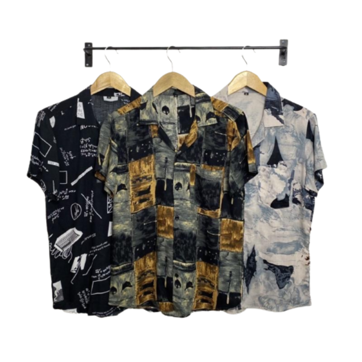 KEMEJA Men's Vintage Casual Abstract Short Sleeve Retro Shirt | Shopee ...