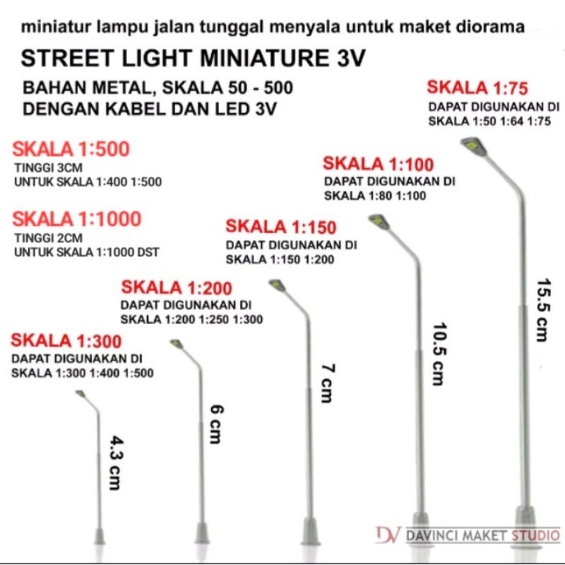 Miniature Single Public Street Lighting Lamp LED 3v Diorama Mockup ...