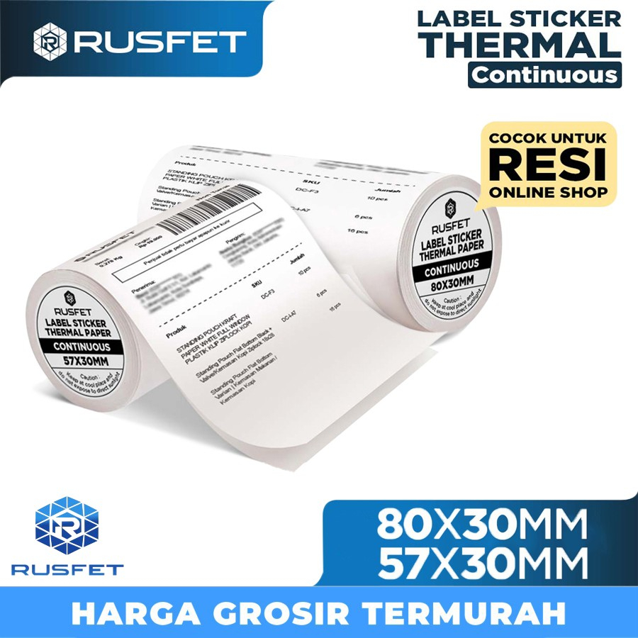 CONTINUOUS Thermal Core Sticker Label Rusfet Barcode Receipt Online ...
