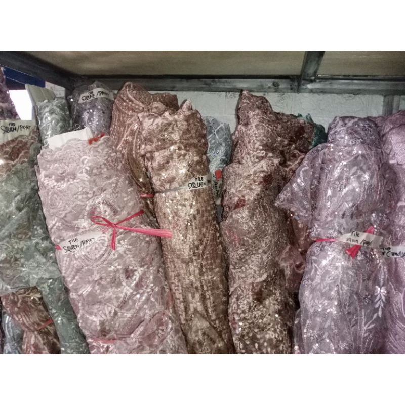 (Read The Description!!)Sm SPANGLE TILE Brocade Fabric With COPPER ...
