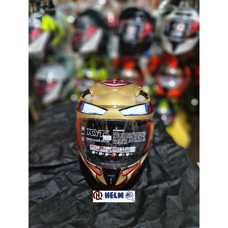 Kyt K2 RIDER SPECIAL EDITION IRON MAN RED MAROON/GOLD GLOSSY | Shopee ...