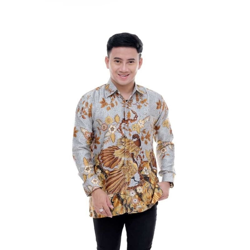 KEMEJA Premium SILKY SEMI SILK BATIK SHIRT WITH LONG SLEEVE CLASSIC ...
