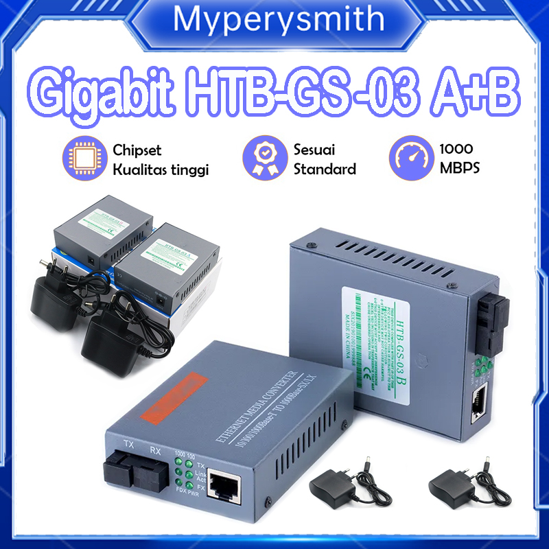 Htb Gigabit HTB-GS-03 A+B Pair of Fiber Optic Media Converter Netlink ...