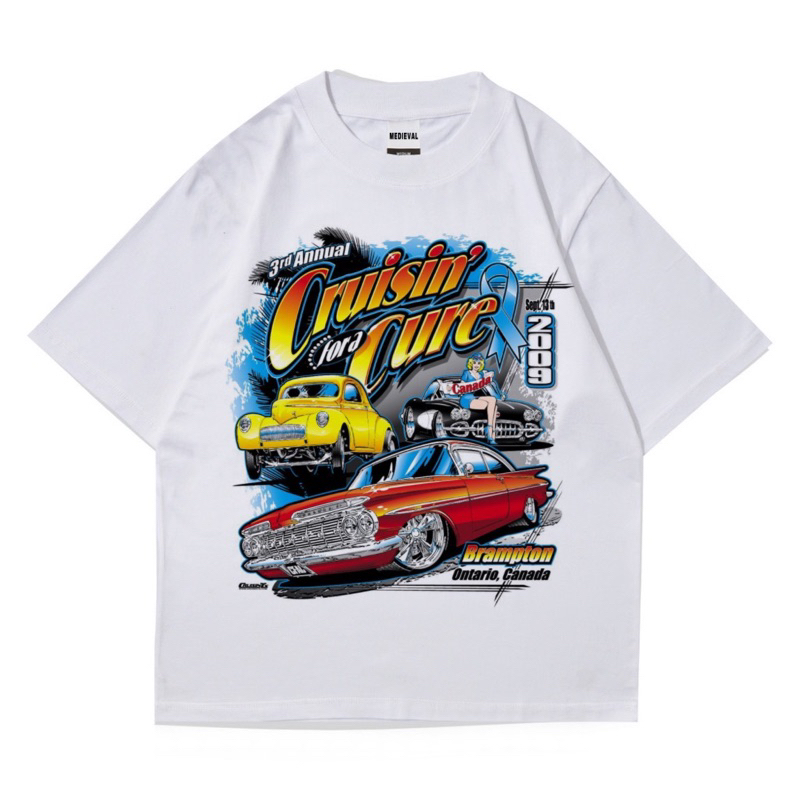 Vintage NASCAR Cruisin Cure White T-SHIRT | Premium Bootleg Oversize T ...