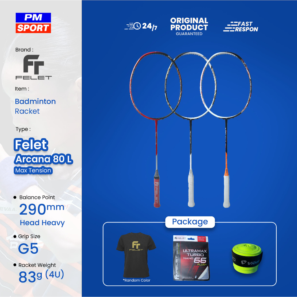 Felet ARCANA BADMINTON / BADMINTON RACKET 80 L | Shopee Malaysia