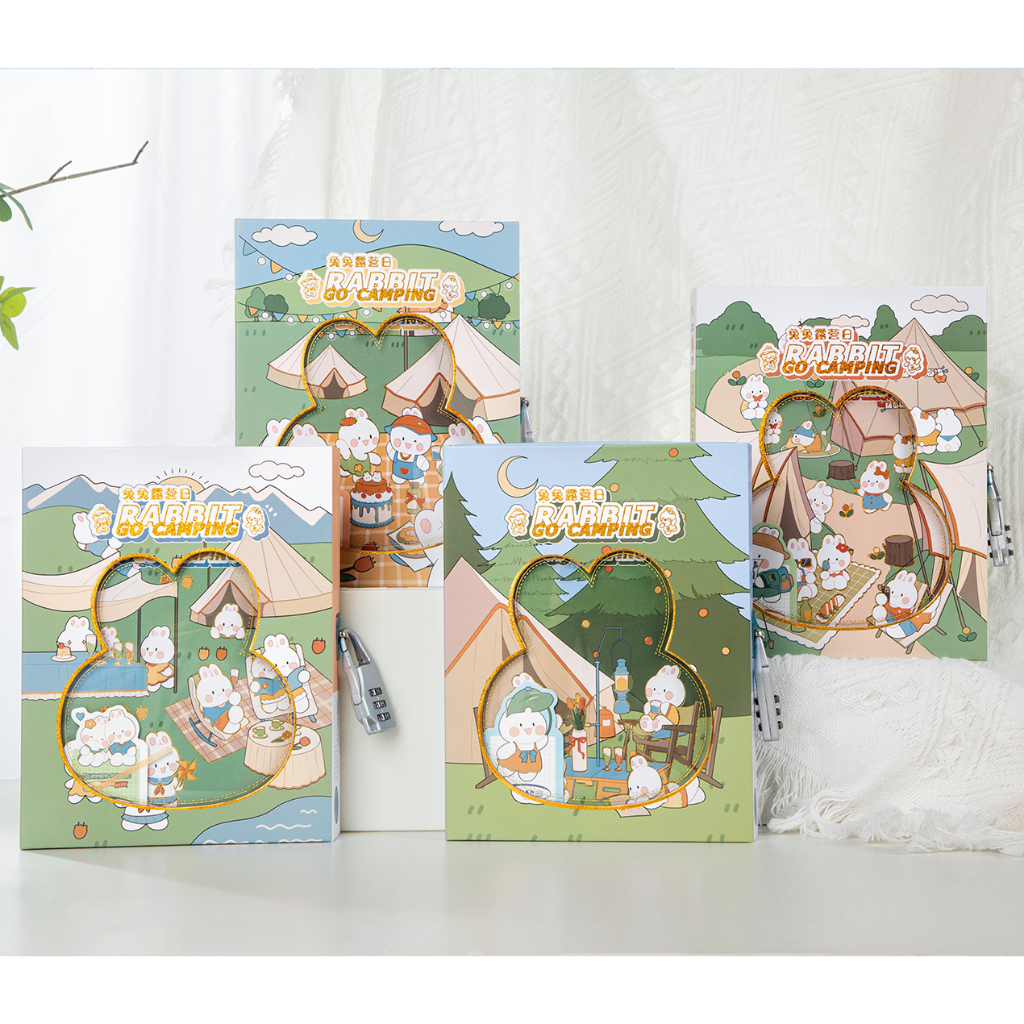 Rabbit Go Camping Notebook Lock Padlock Diary Book + Journal Box - 7024 ...