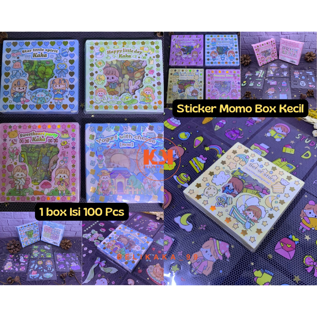 (1 Box 100 PCS) MOMO BOX SMALL AESTHETIC TRANSPARENT WATERPROOF STICKER ...