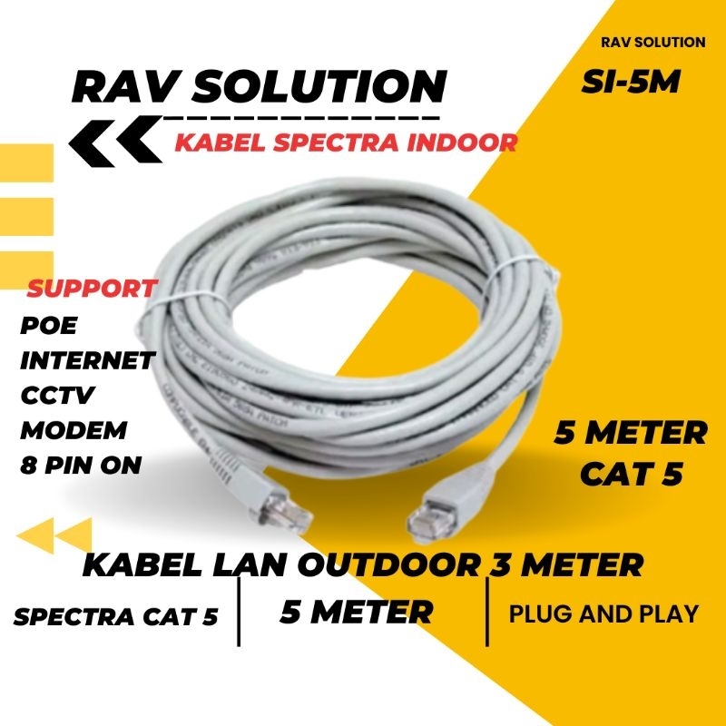 3m/5m/10m INDOOR CAT 5 SPECTRA INTERNET LAN Cable Ready To Use - RAV ...