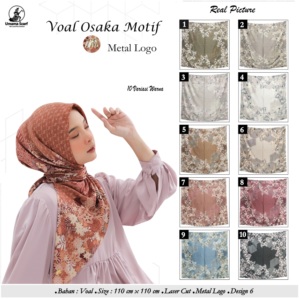 Premium Rectangular Hijab Voal Osaka Design 6 Metal Logo by Umama Scarf ...