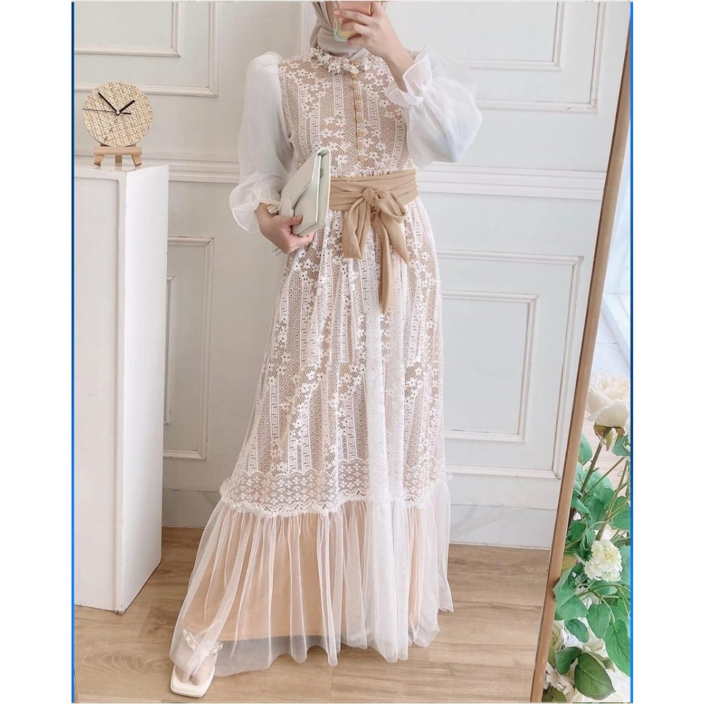 Maxi INARA GAMIS BRUKAT FLOWER BUSUI JUMBO GRADUATION PARTY EID WEDDING ...
