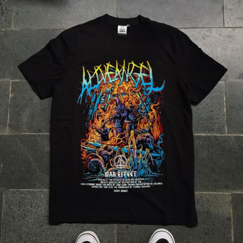 T-shirt PREMIUM BALCK METAL RETRO WAR EFFECT STREETWEAR SHIRT KAOS BAJU ...
