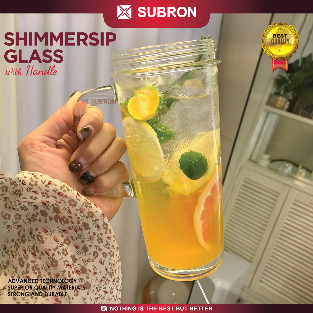 Subron 600ml Tumbler Mug Glass Aesthetic Drink Jar Glass with Glass ...