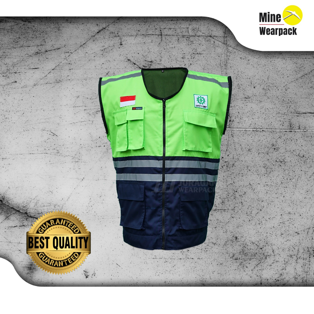 HIJAU HITAM Green Black Safety Project Vest Wearpack Scotlite Reflector ...