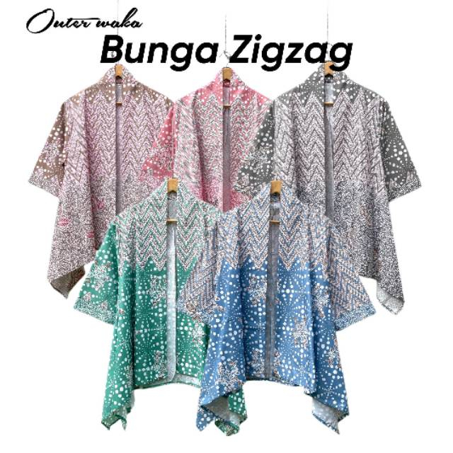 Outer Waka Flower Zigzag Batik Blazer Soft Pastel Willy Nikita Outer ...