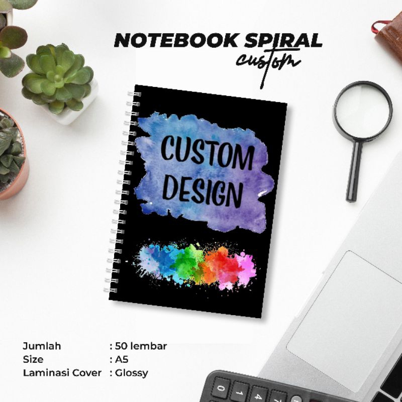 PUTIH Custom NOTEBOOK SPIRAL A5 Contents 50 Sheets COVER GLOSSY White ...