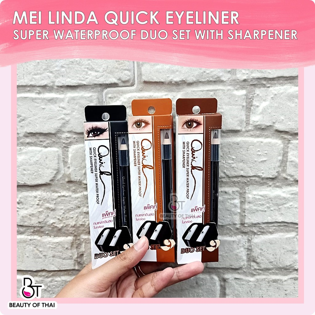 Mei LINDA QUICK EYELINER SUPER WATERPROOF DUO SET WITH SHARPENER ...