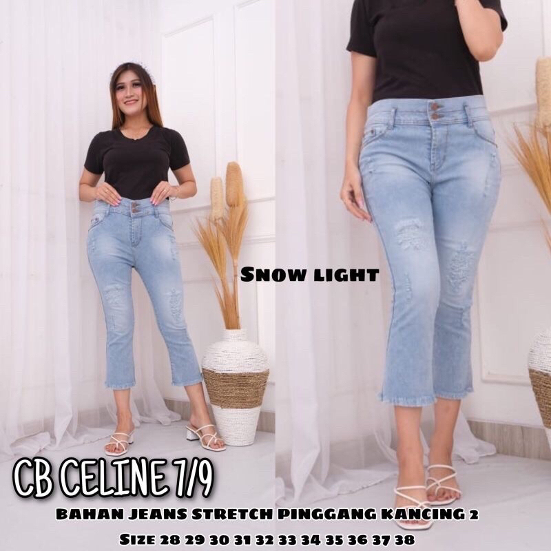 Celine Cutbray Jeans 7/9 Double Button Waist | Shopee Malaysia