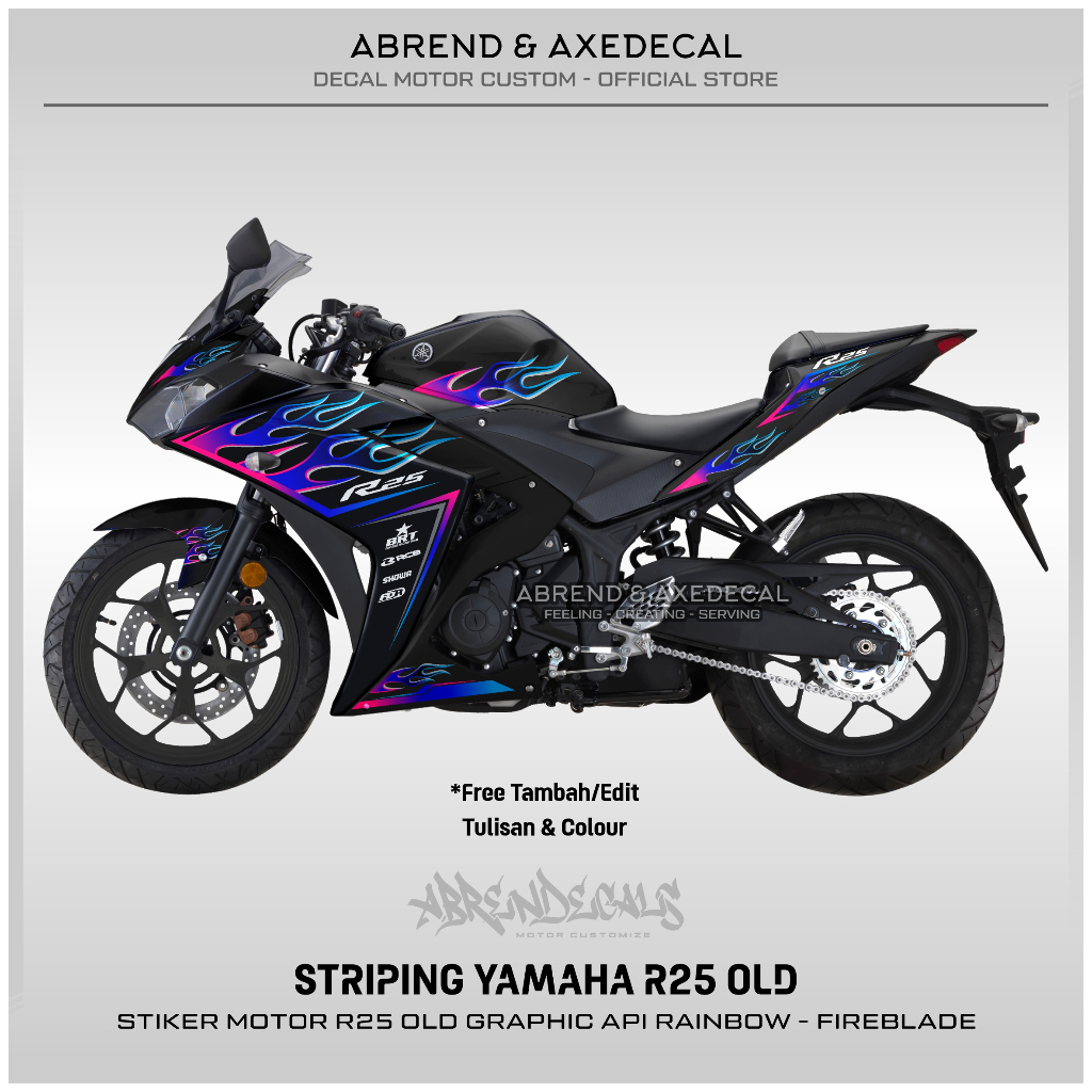 Striping YAMAHA R25 RAINBOW Fire/R25 OLD DESIGN CUSTOM FIREBLADE ...
