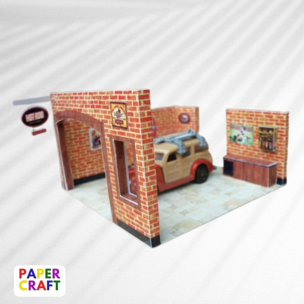 (DIY) Vintage Garage Papercraft - Scala 1:64 Garage Model Paper Craft ...
