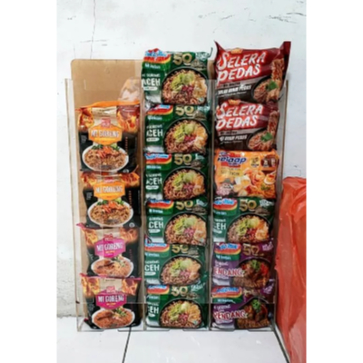 Noodle display / indomie rack / acrylic noodle holder / acrylic noodle ...