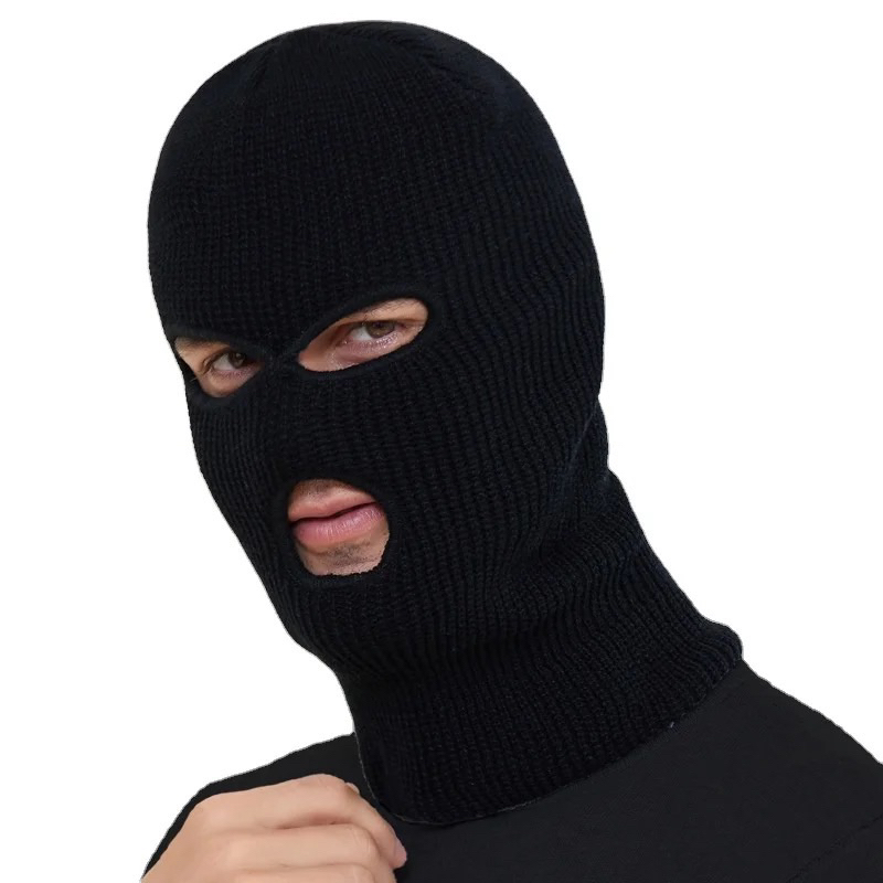 HITAM Men's Ninja Beanie // Sebo Thief // Mask Hat // 1-2-3 Hole Ninja ...