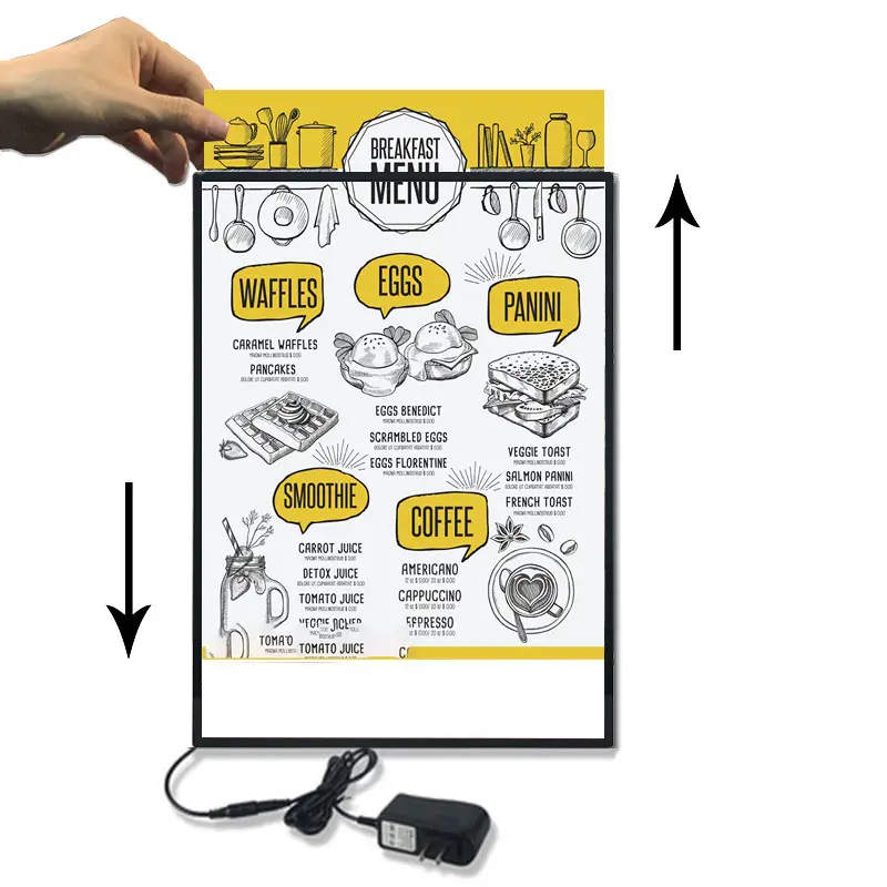 Slim LED Frame size A4 Light Box Tempered Glass Display Menu Poster ...