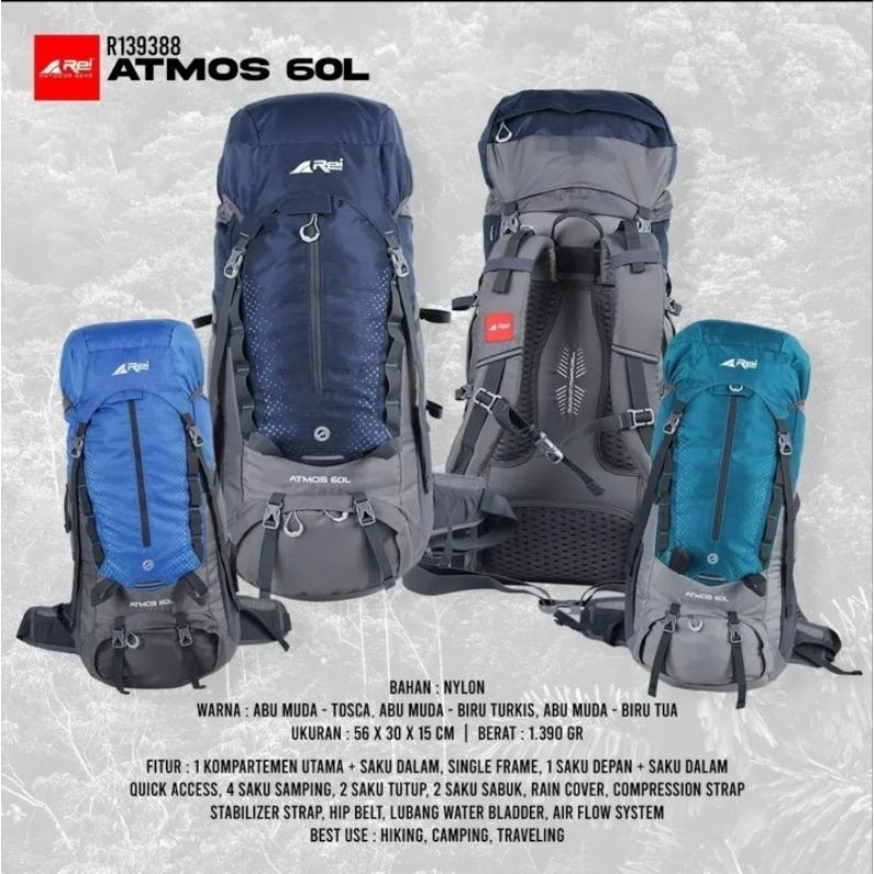 ORIGINAL AREI ATMOST 60 LITER CARRIER BACKPACK BAG OUTDOOR HIKING ...