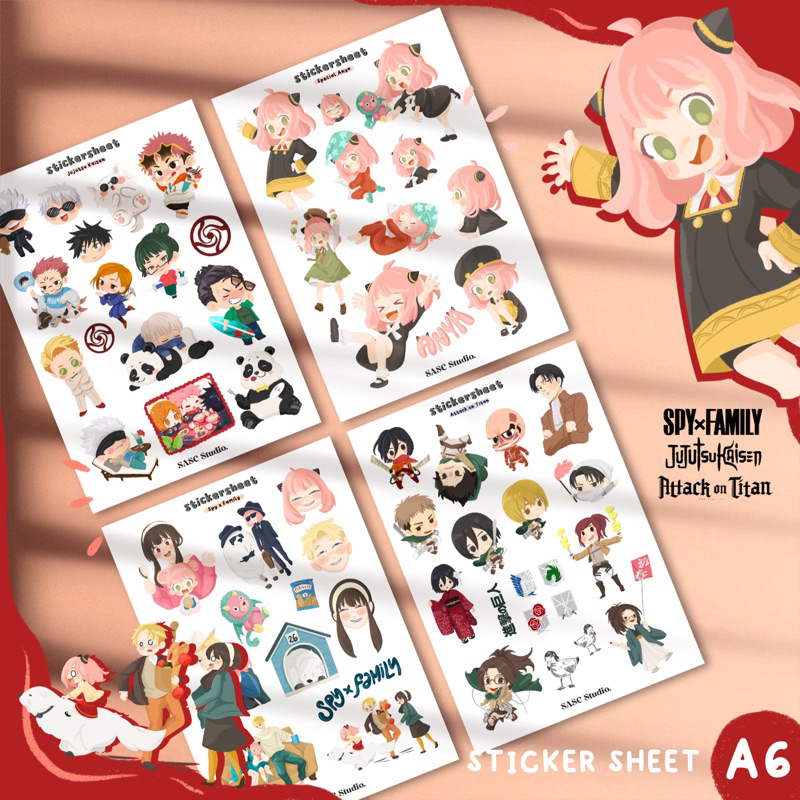 Spy x family JUJUTSU KAISEN stickers, suzume, demon slayer, attack on ...