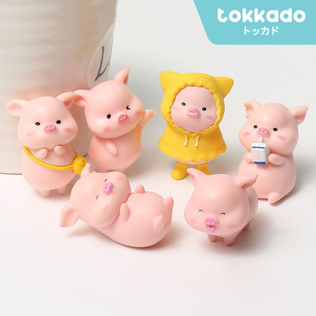 TOKKADO Piggy Figure Miniature Pig Display Cute Cake Decoration ...