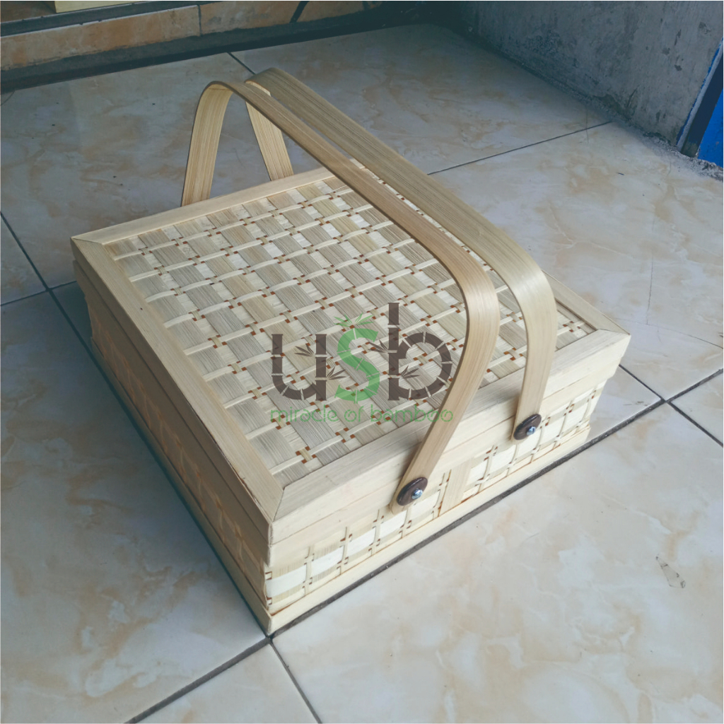 MATA Box Basket Made Of Woven Bamboo Duck Eyes Size 30cm x 30cm ...