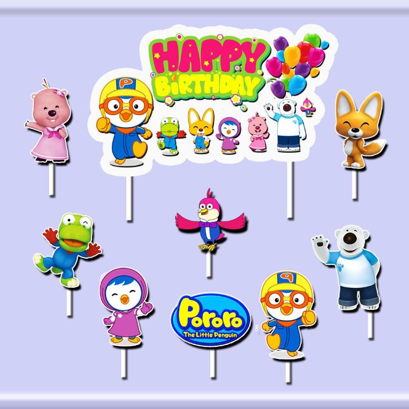 Pororo cake Topper happy birthday | Shopee Malaysia