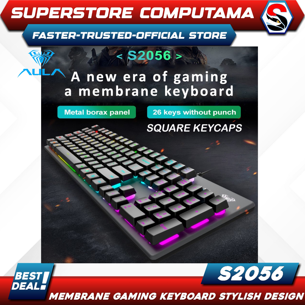 Aula S-2056 Square Membrane Gaming Keyboard-AULA S2056 | Shopee Malaysia