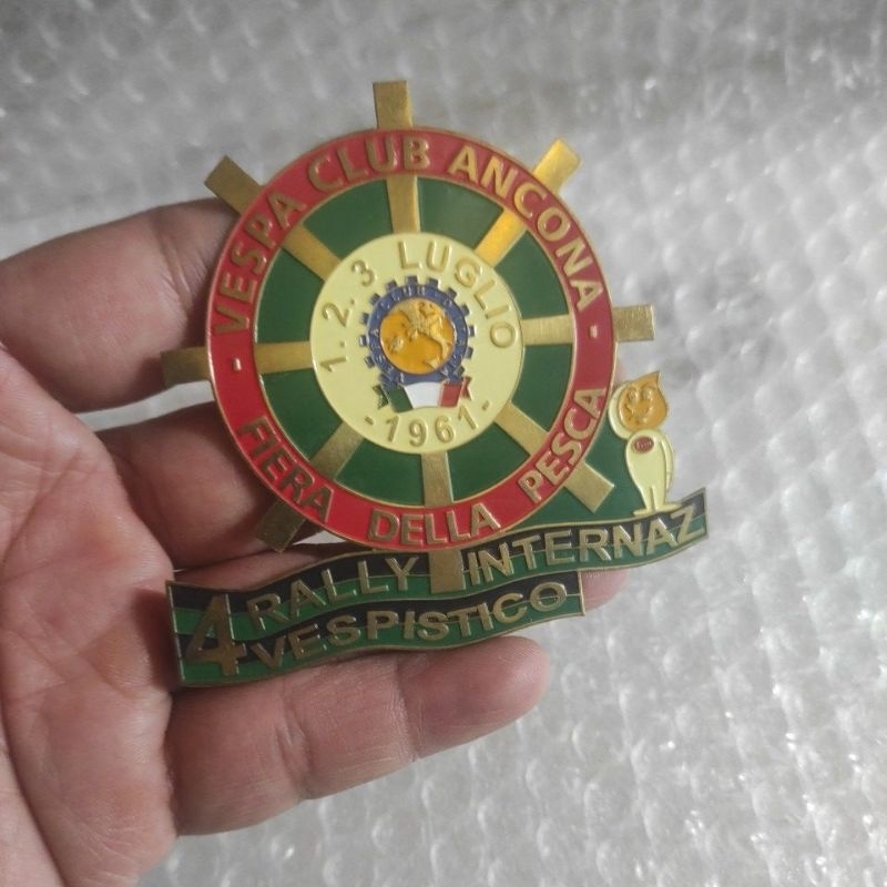 Vespa Emblem Badge Sticker Metal Brass Club Ancona Rally Esso ...