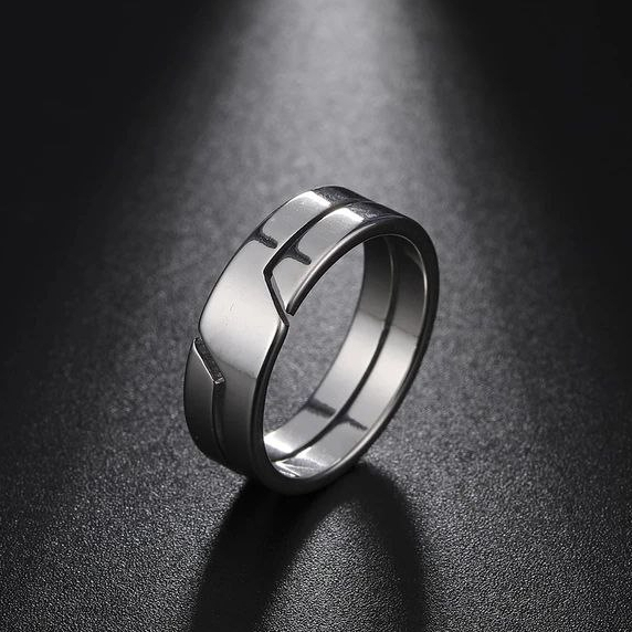 HITAM Contemporary Black Geomet Cool Men's Titanium Ring | Shopee Malaysia