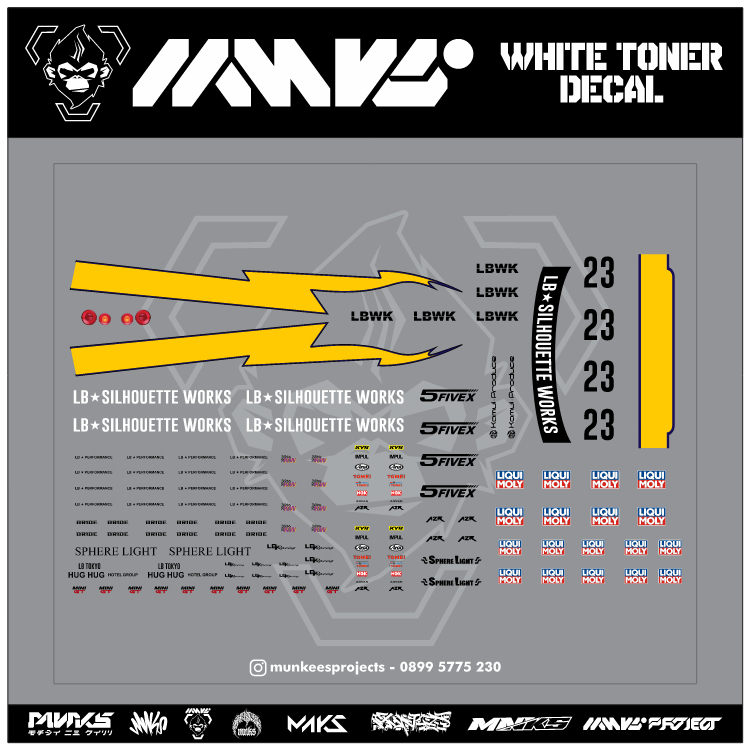 Decal Waterslide White Toner Hotwheels Tomica Silhouette Skyline R35 ...