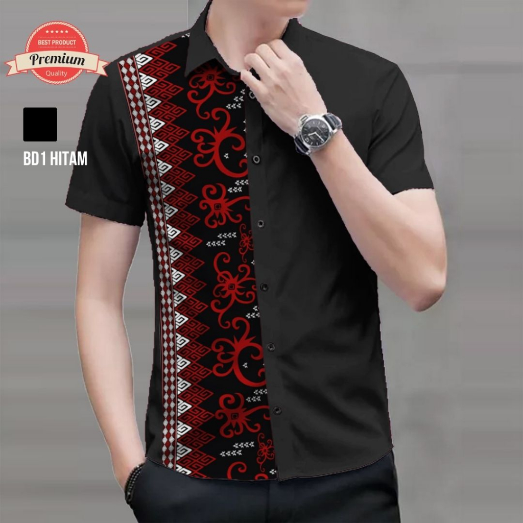 KEMEJA Angelaco | Men's Short Sleeve Batik Shirt | Batak Men's Batik ...
